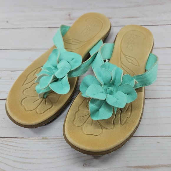 Børn | Shoes | Boc Womens Size Aqua Blue Leather Flower Flip Flops ...